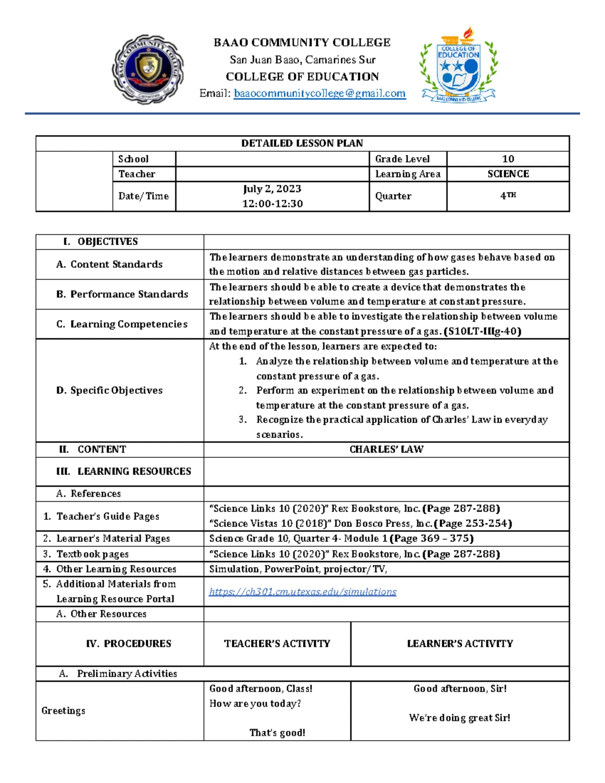 SELG Action Plan template - Department of Education National Capital ...