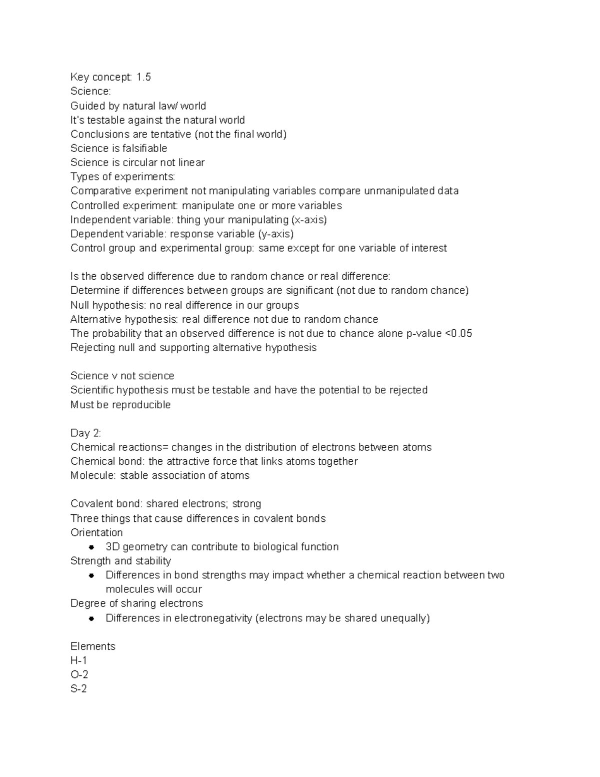 Biology Notes: Key Concepts for Quiz 1 Study (Biology 101) - Studocu