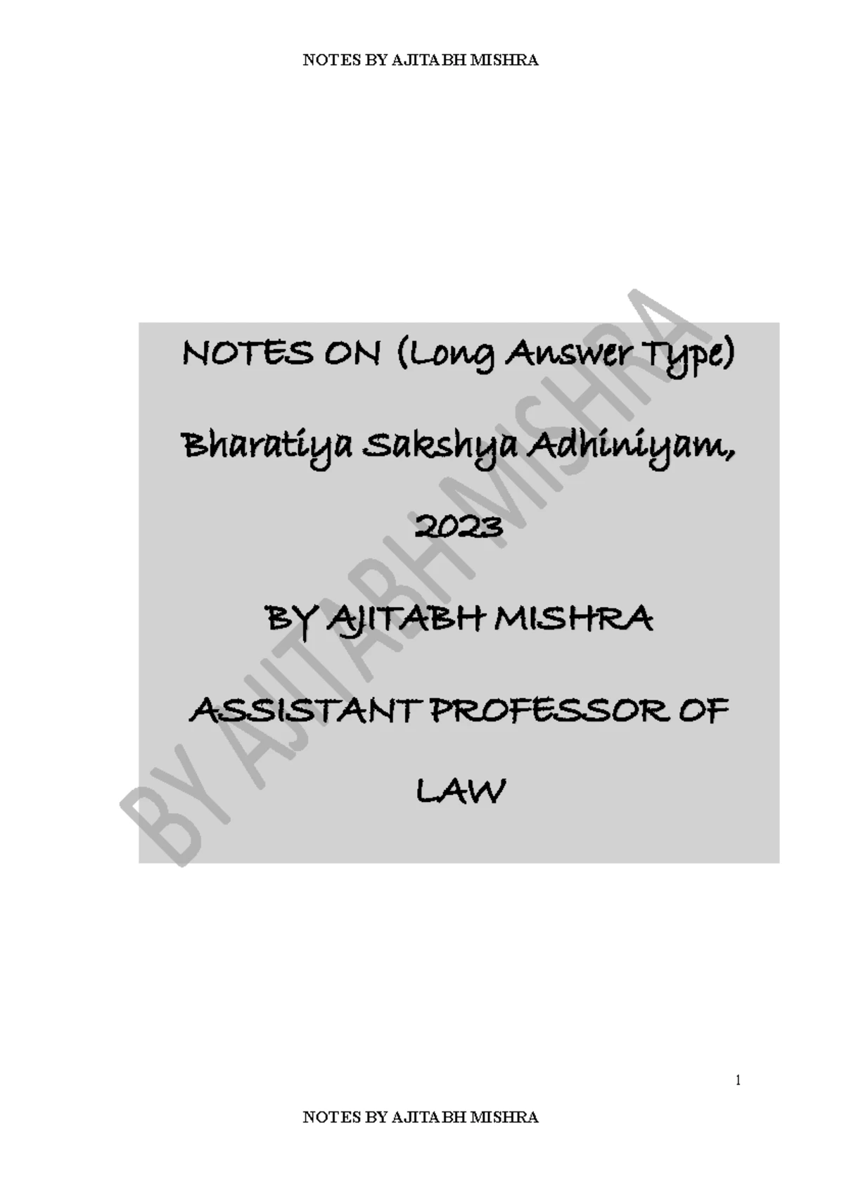 BSA 2023 Lecture Notes on Bharatiya Sakshya Adhiniyam - Studocu