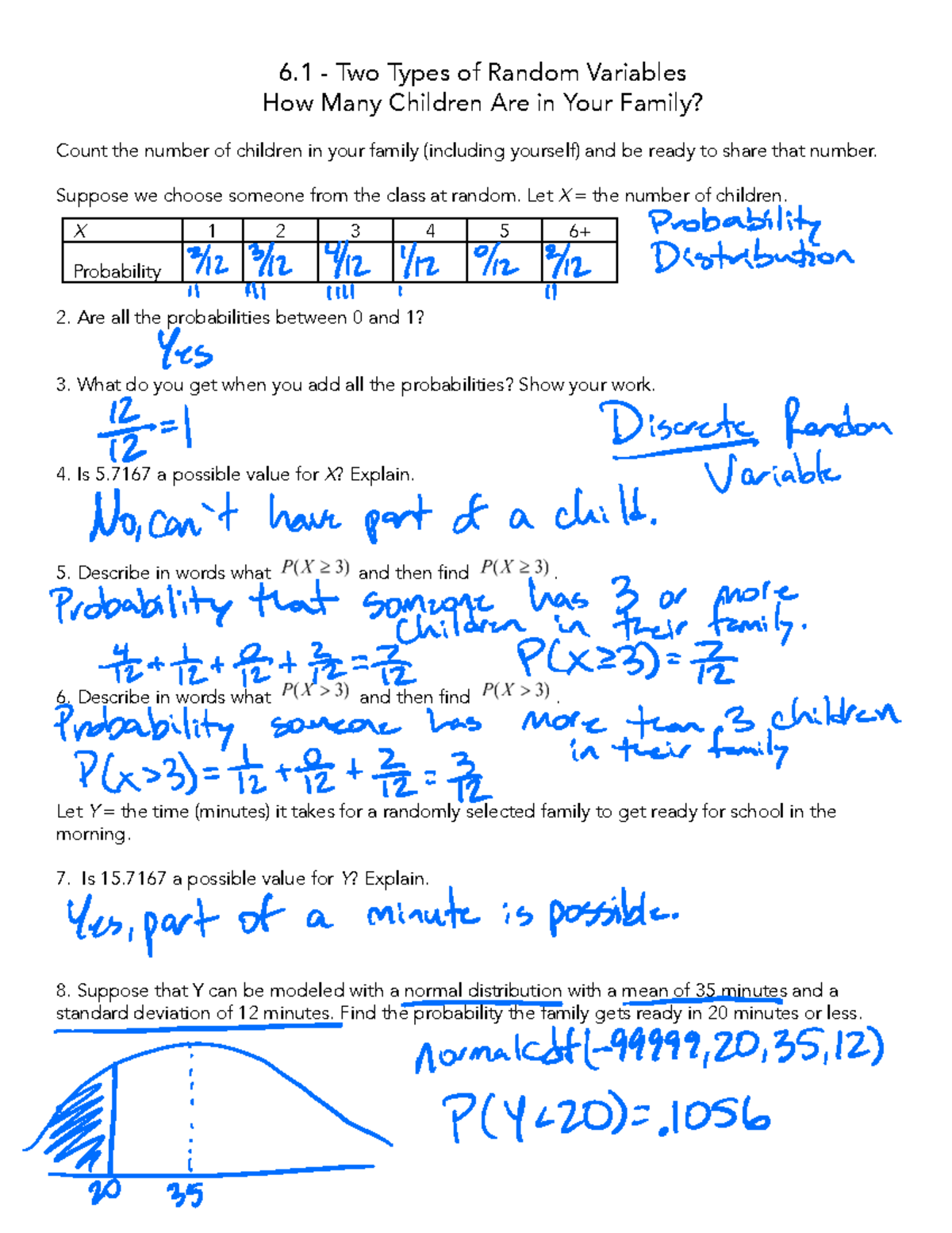 6.1 Lecture Notes on Random Variables and Probability Distributions ...