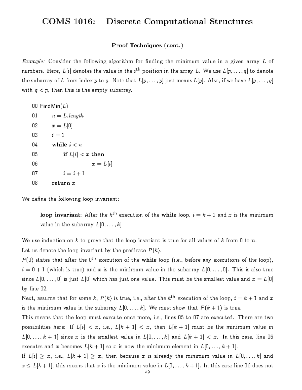 Coms1016a Lecture 7 Coms 1016 Discrete Computational Structures Proof Techniques Cont