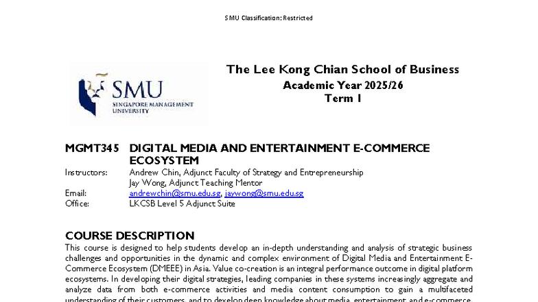 MGMT345 Digital Media & Entertainment Ecosystem Overview AY2526 T1 ...