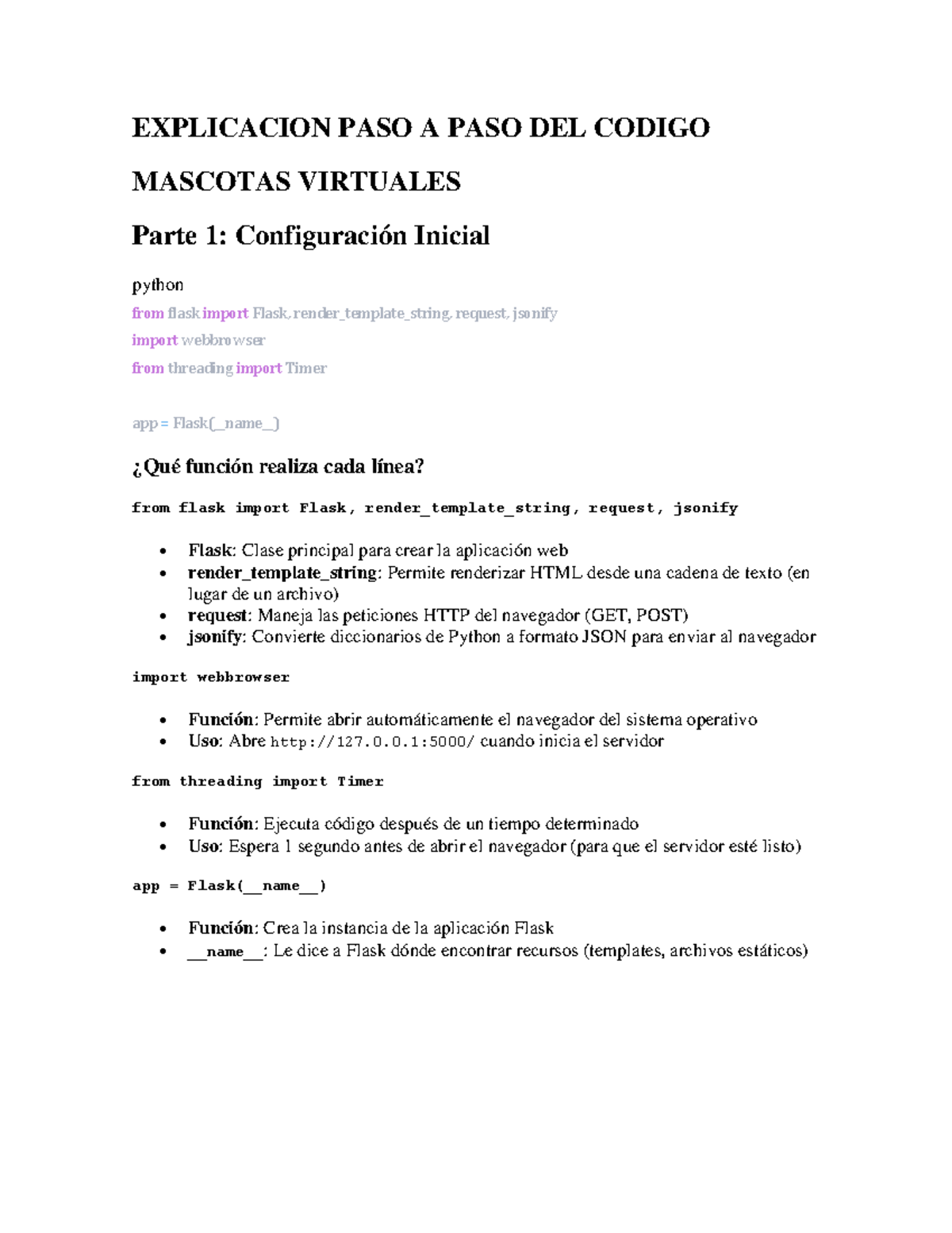 EXPLICACIÓN PASO A PASO DEL CÓDIGO MASCOTAS VIRTUALES Parte 1: Configuración - Studocu