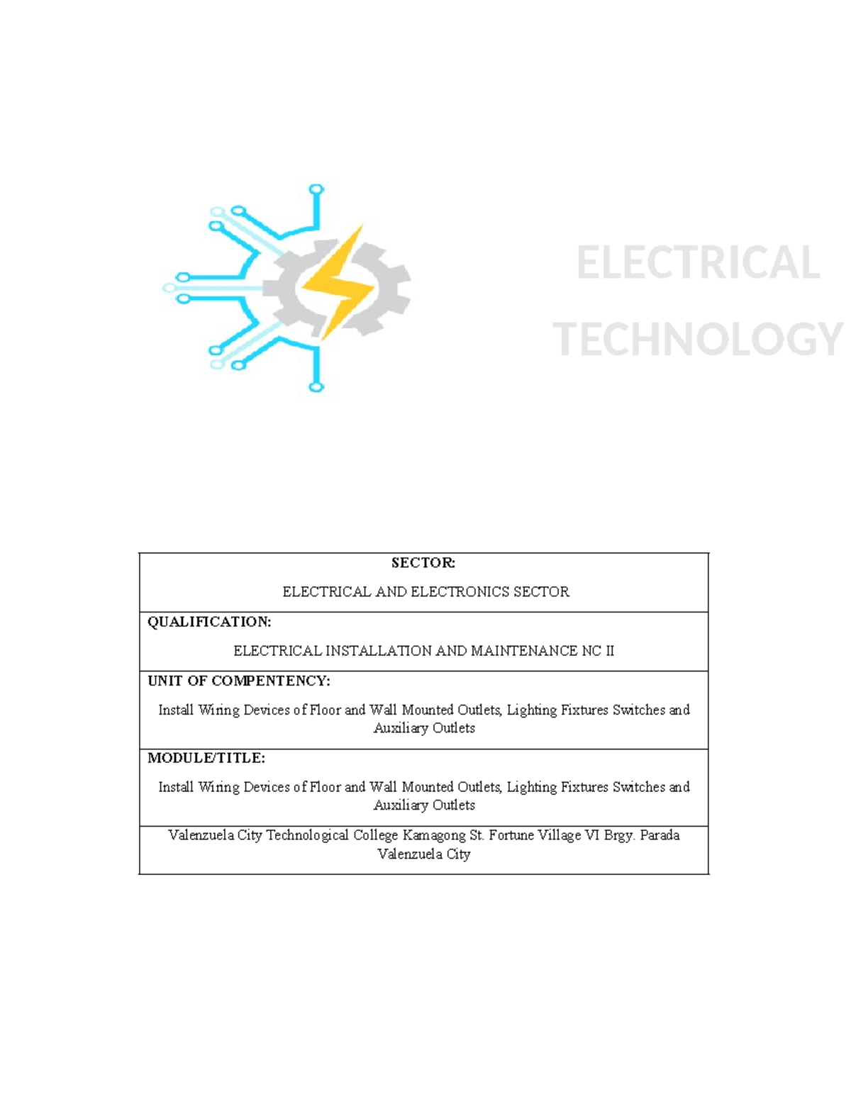 ELC 2: Installing Wiring Devices & Lighting Fixtures - Competency Guide ...
