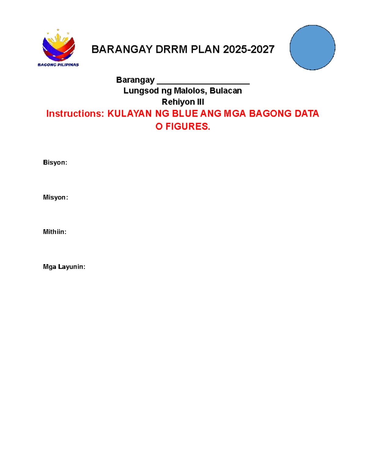 Barangay BDRRMP Template (2025-2027) - Edited Version - Studocu