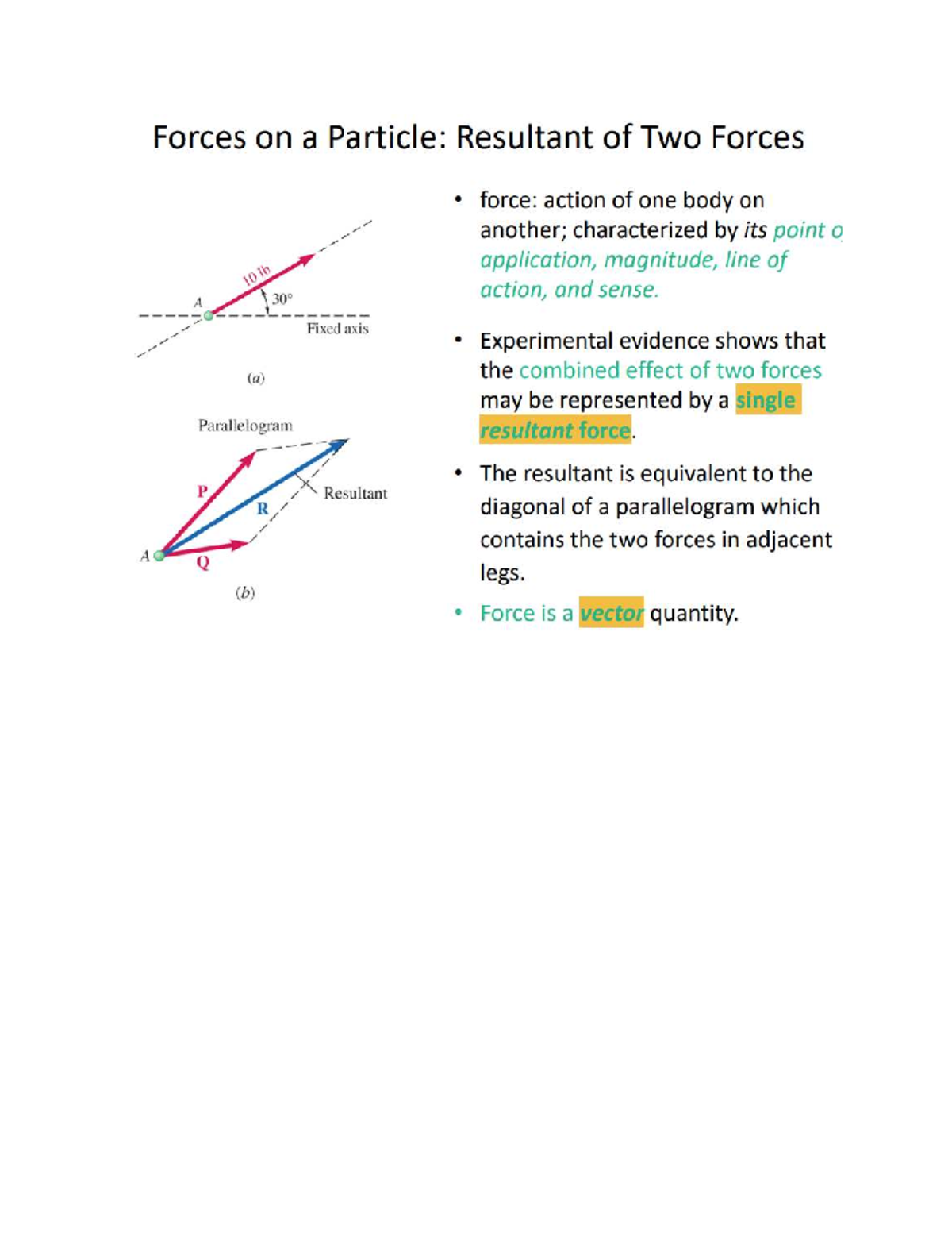 Mechanics - Lecture Notes: Resultant Forces and Vectors - Studocu