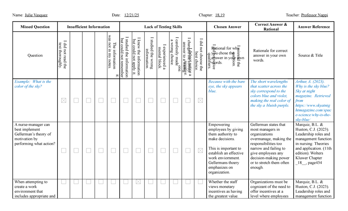 Wk 8 Quiz Review: Missed Questions & Rationale for Chapters 18-19 - Studocu