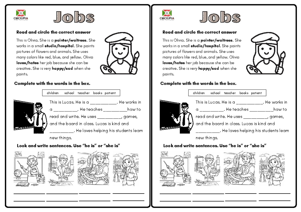Jobs - Reading Activities for 5th Grade English - Studocu
