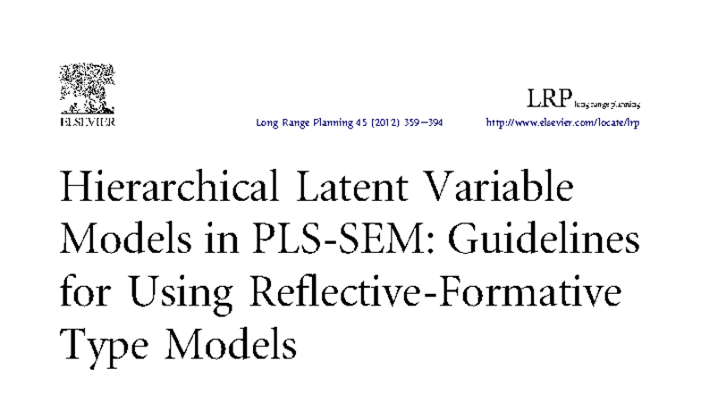 Hierarchical Latent Variable Models in PLS-SEM: Guidelines for - Studocu