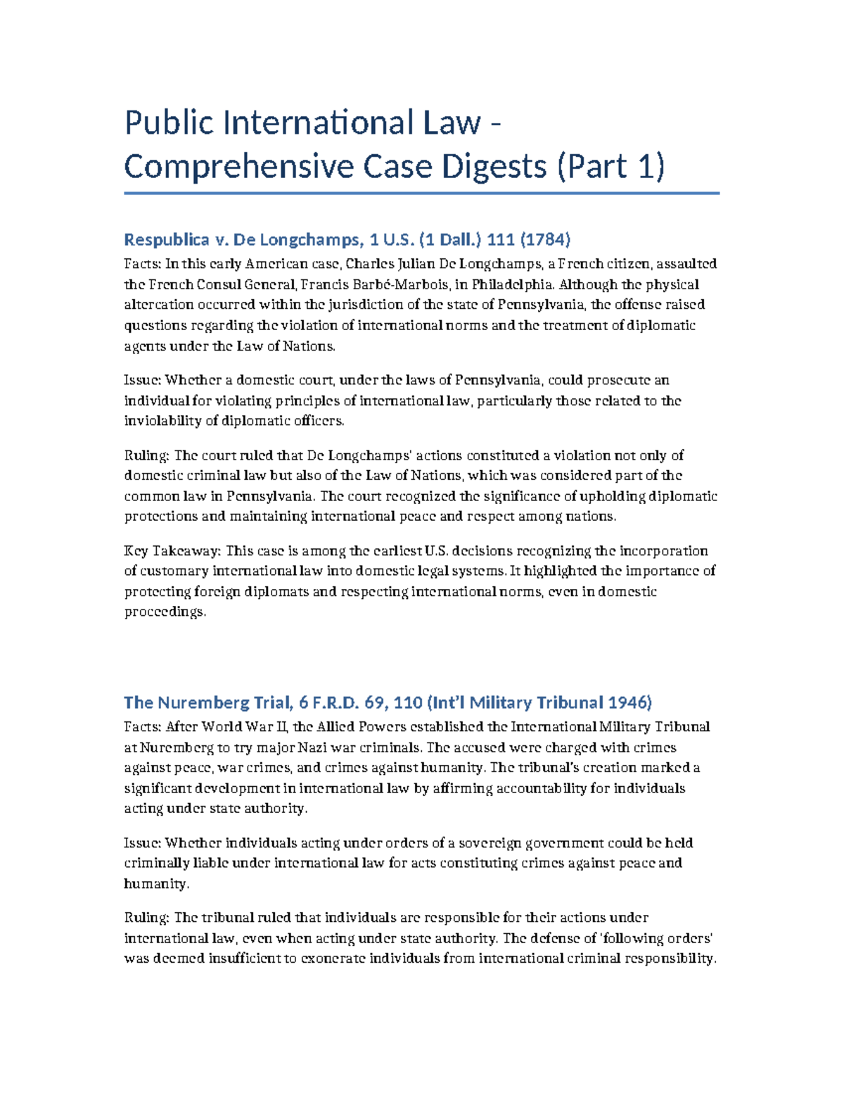 Public International Law Case Digests (Part 1): Key Cases & Rulings - Studocu