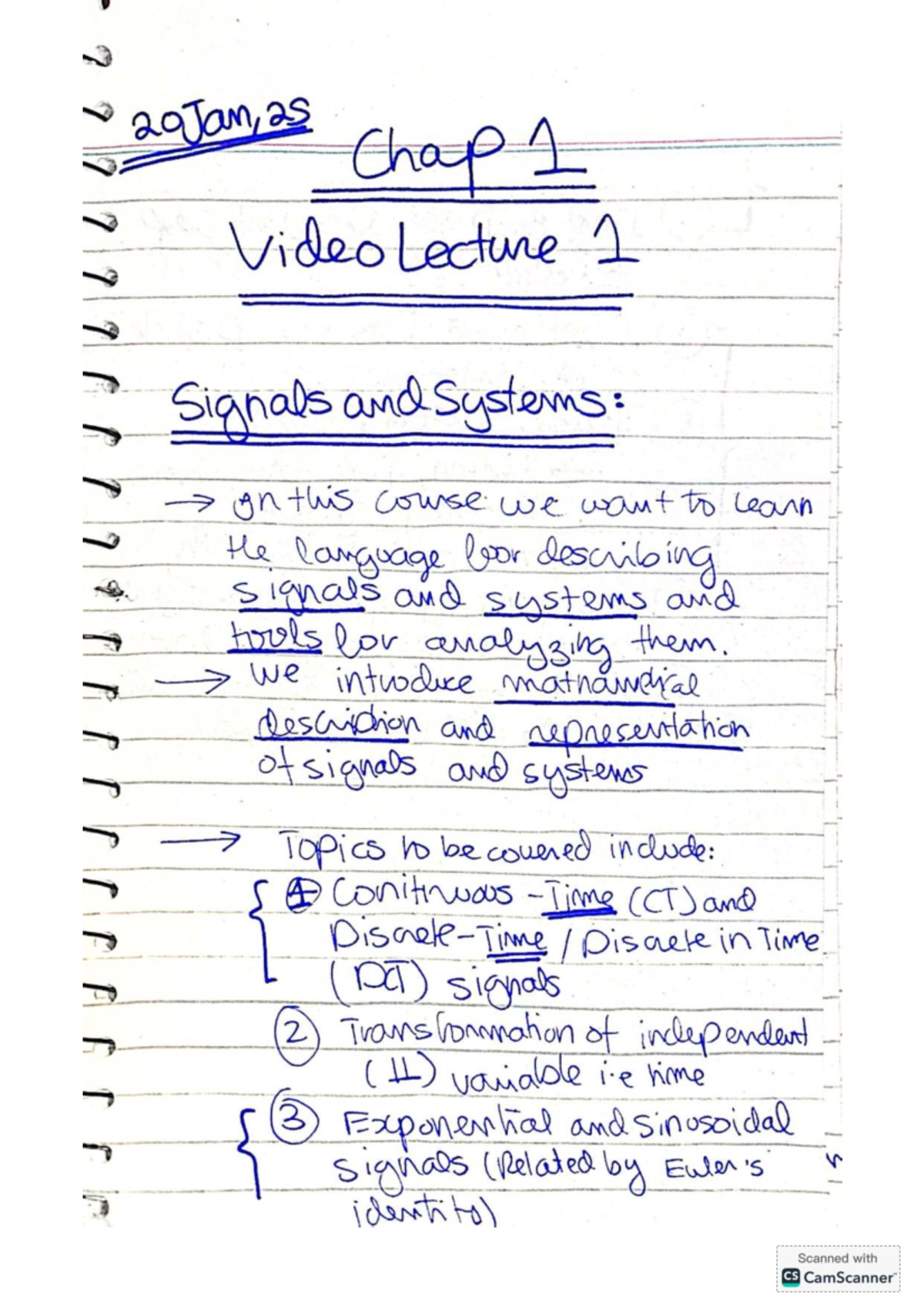 SAS 29Jan,25 Chap 1 Video Lecture 1: Signals & Systems Overview - Studocu