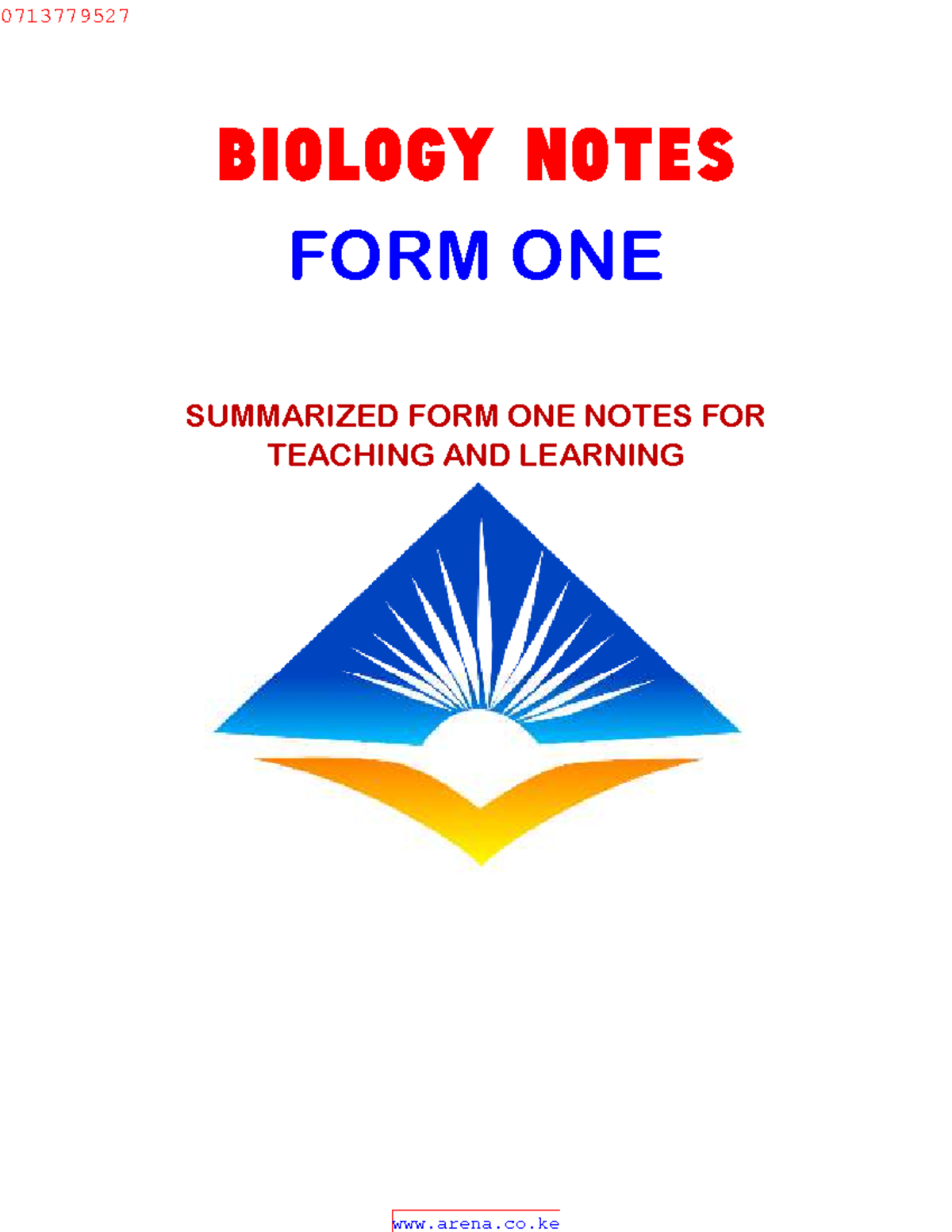 Biology FORM ONE Notes - BIOLOGY NOTES FORM ONE SUMMARIZED FORM ONE ...