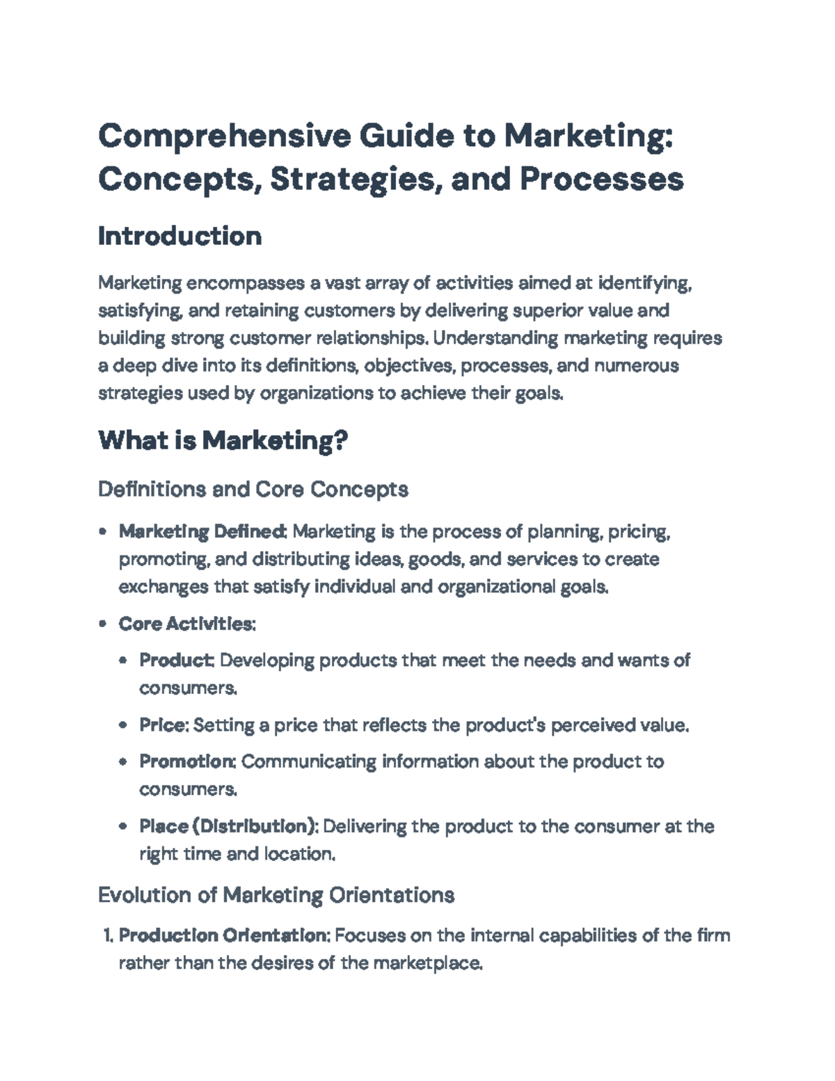 Comprehensive Marketing Strategies: Concepts and Processes (MKT 101 ...