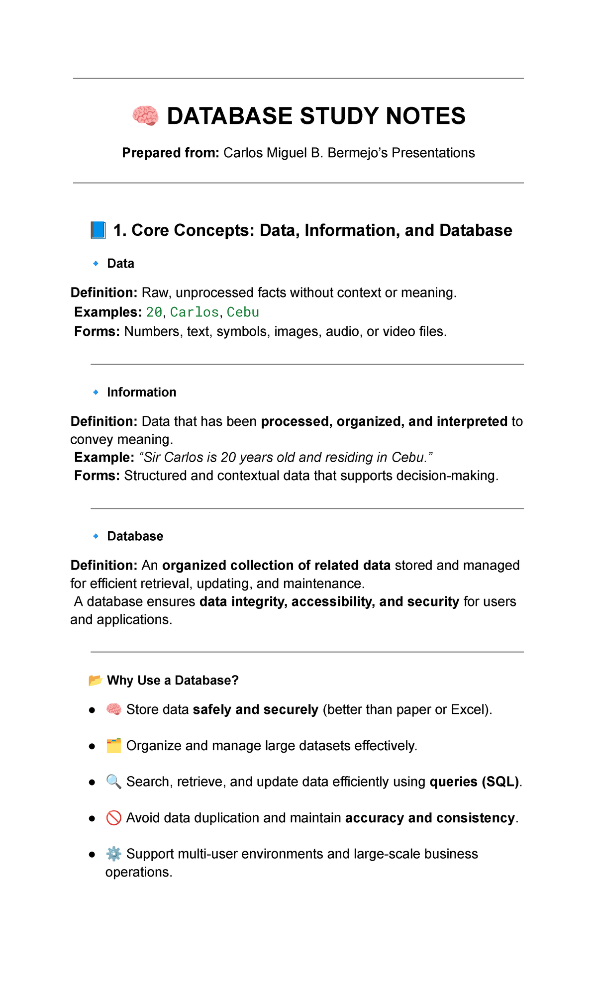PC 3180 - Study Notes on Database Management Systems - Studocu