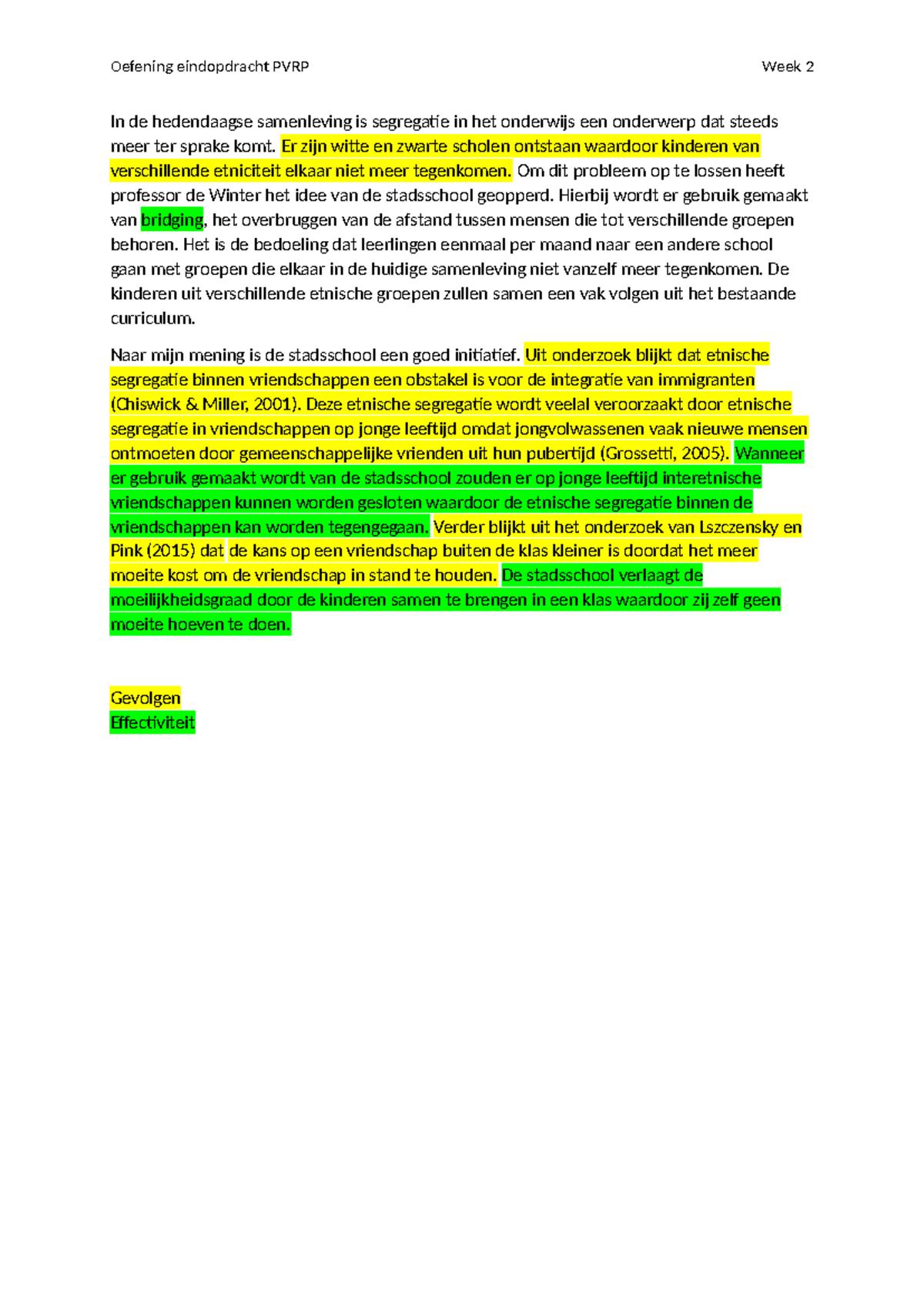 Oefening Eindopdracht PVRP Week 2: Segregatie in het Onderwijs ...