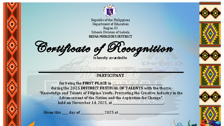 Final NA Final NA Certificates OF Recognition - for being the FIRST ...