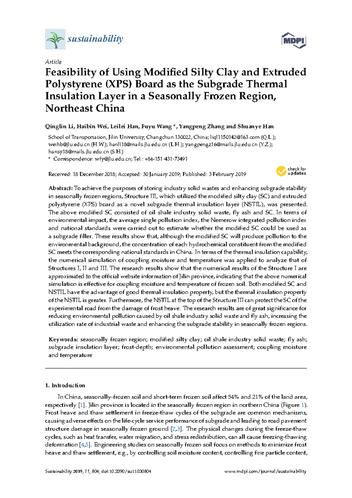 Li 2019: Feasibility Study on Modified Silty Clay & XPS for Thermal ...