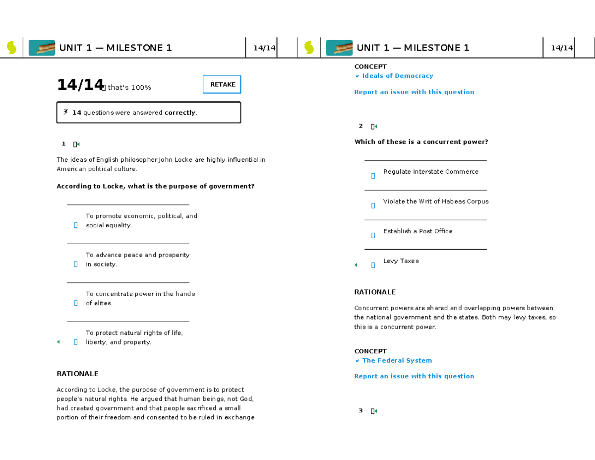 Unit 1 Milestone 1 - U.S. Government Overview and Key Concepts - Studocu
