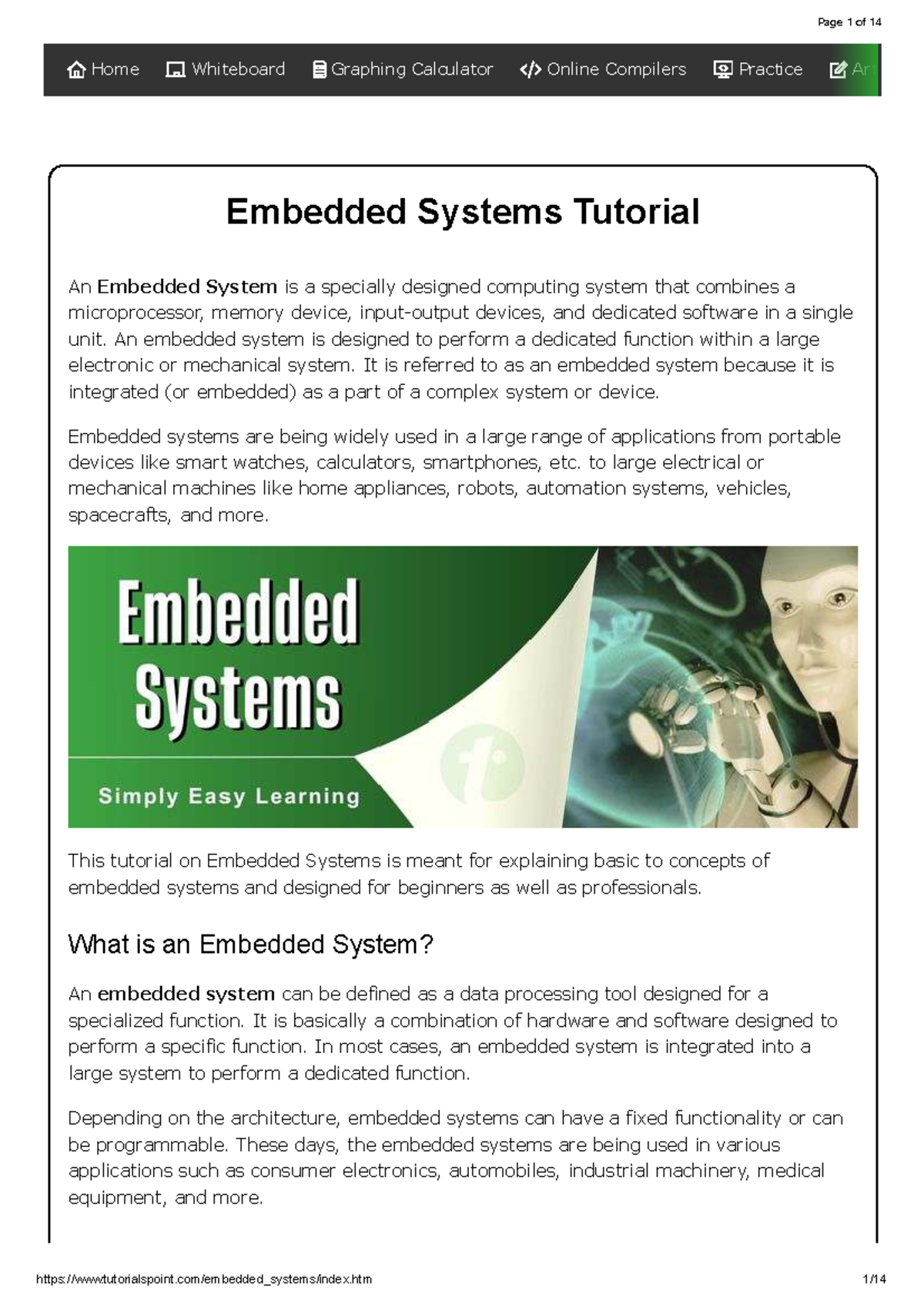 Embedded Systems Tutorial: A Comprehensive Guide for Beginners - Studocu