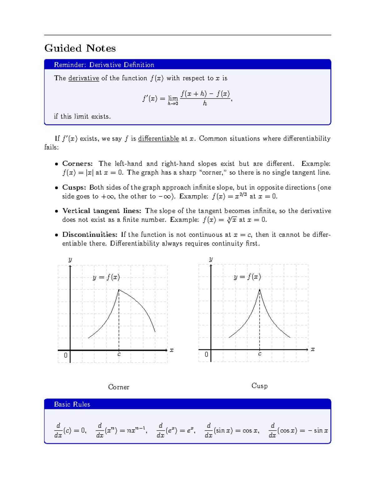 WS4 Derivative Guided Notes: Definition and Key Concepts - Studocu
