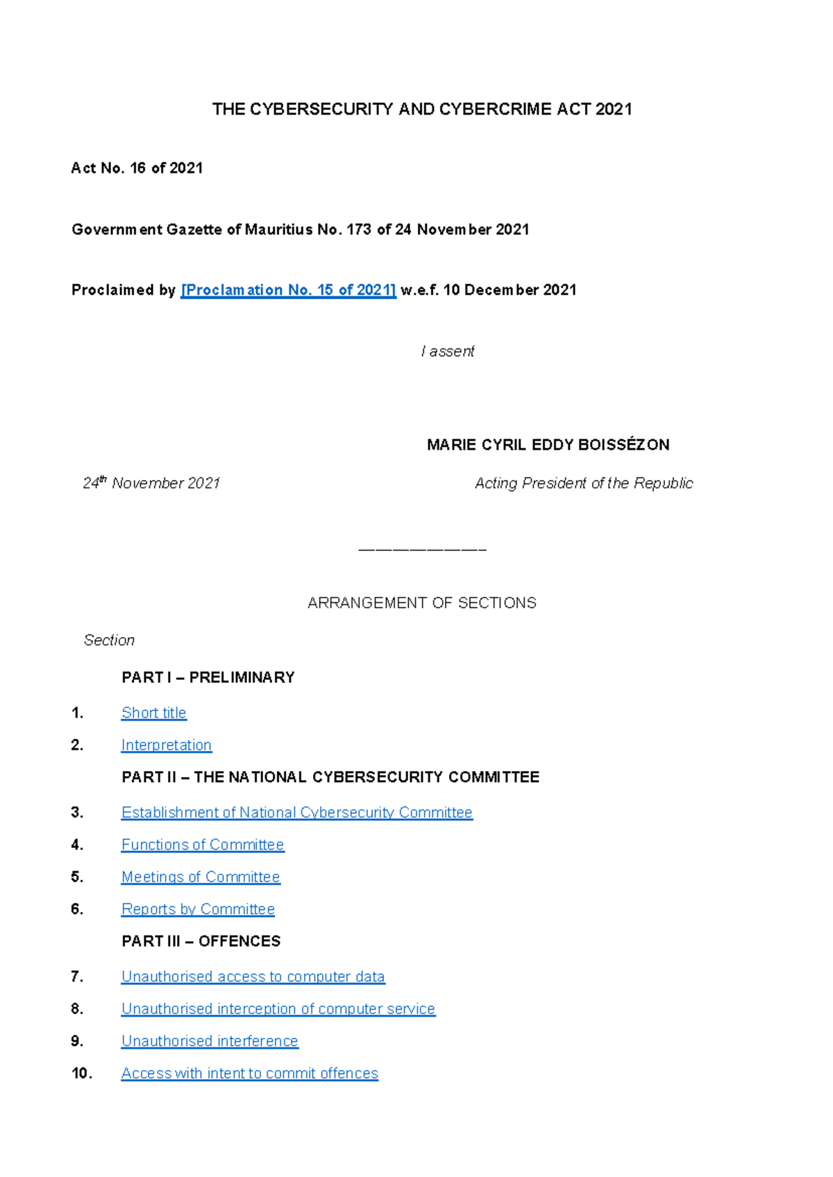 Cybersecurity and Cybercrime Act 2021: Overview and Key Provisions ...