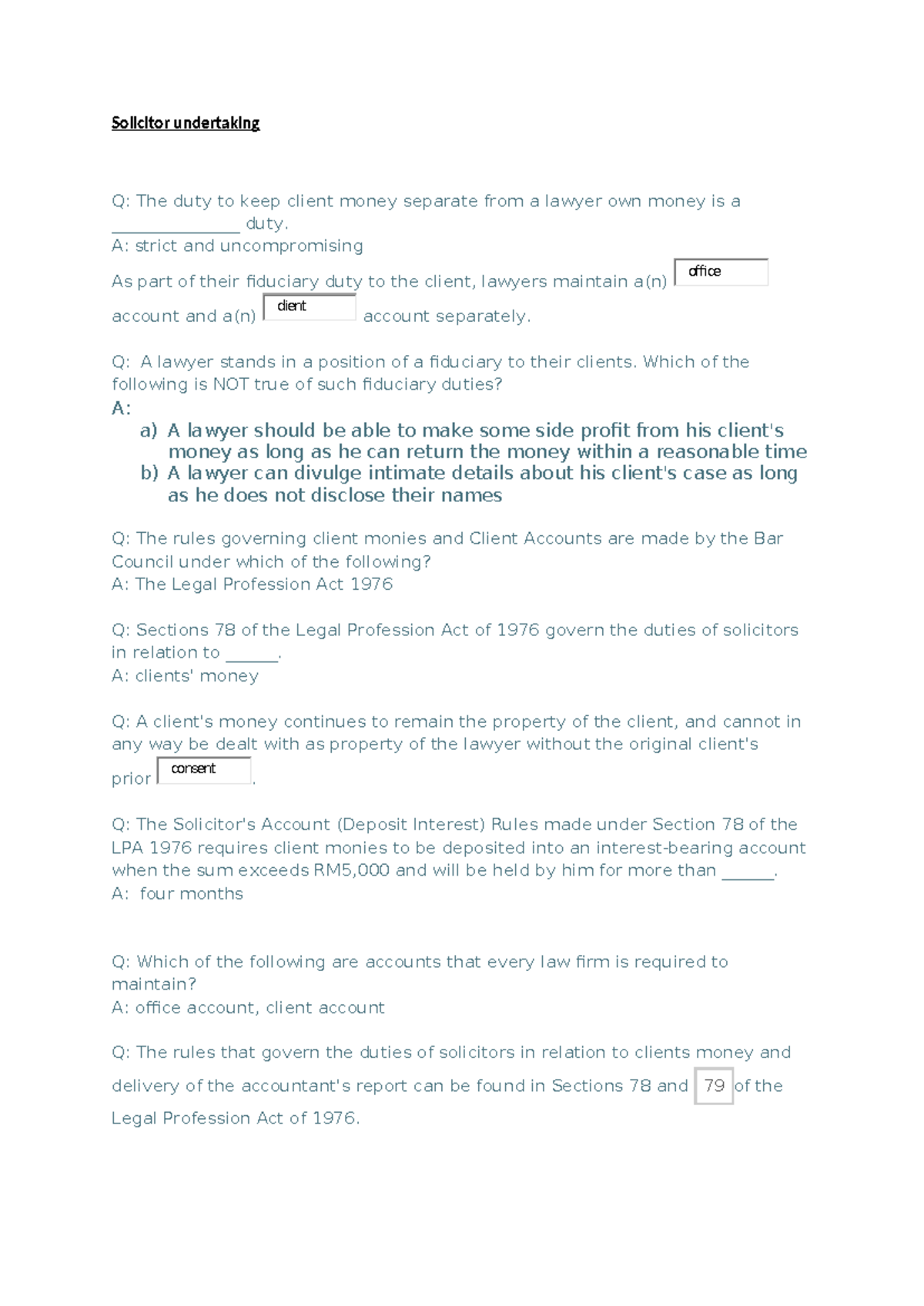 Ethics Chpt 4: Solicitors' Accounts & Undertakings Overview - Studocu