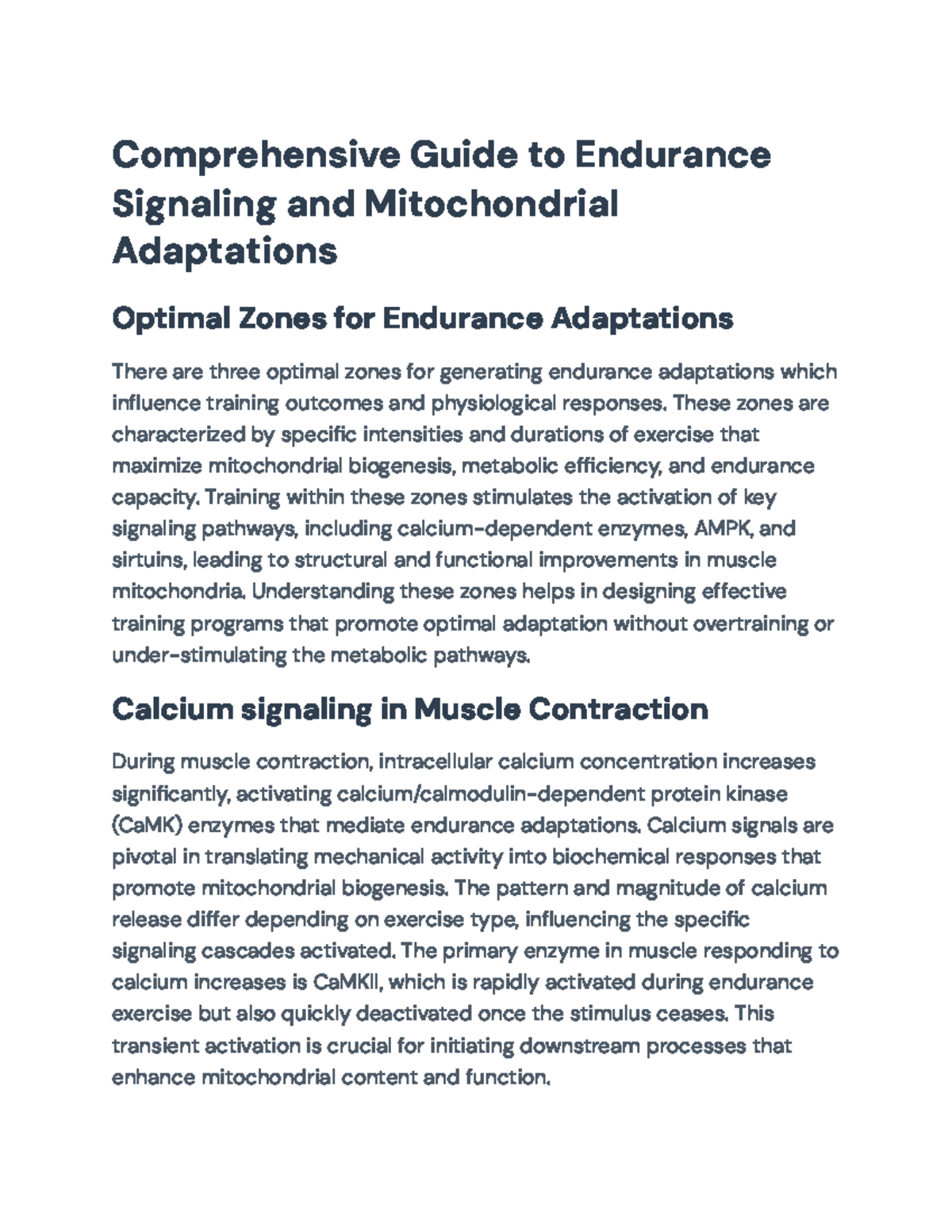 Comprehensive Guide to Endurance: Signaling & Mitochondrial Adaptations - Studocu