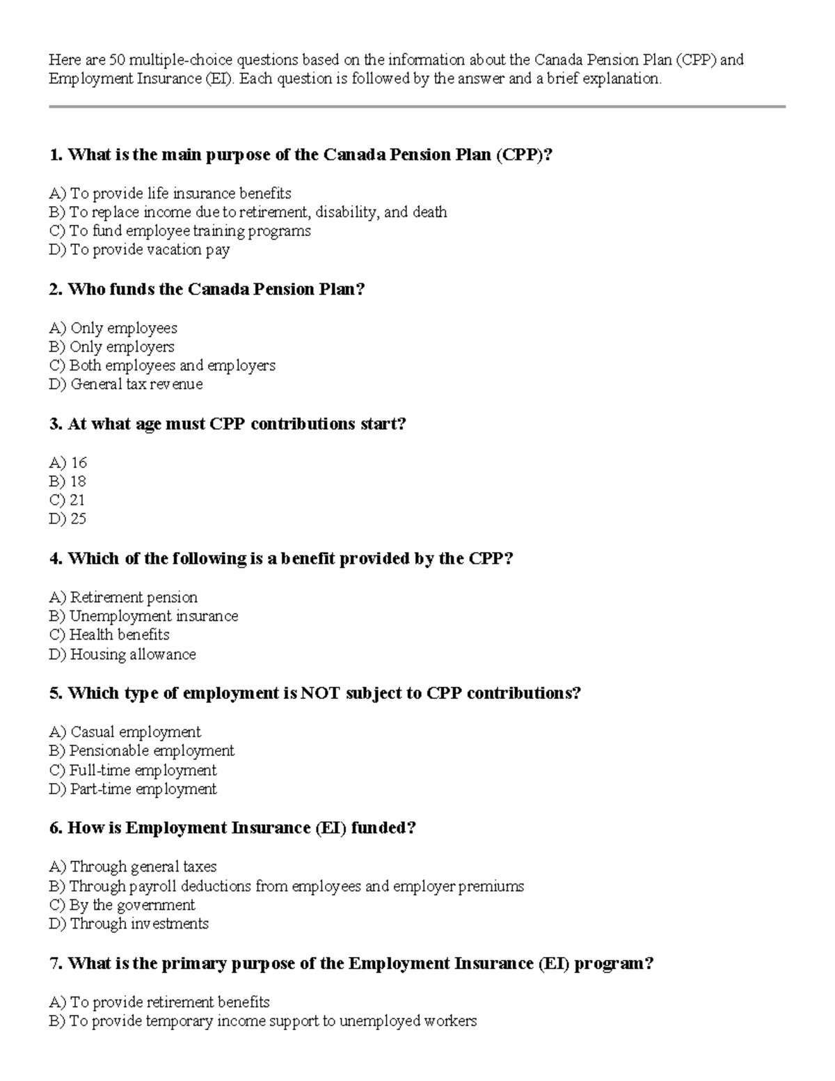 Chapter 3: CPP & EI Multiple Choice Questions and Answers - Studocu