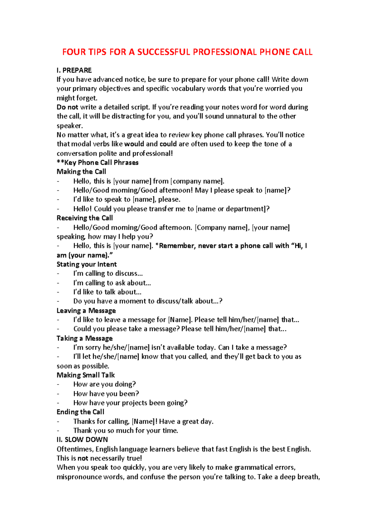 Effective Communication: Tips for Professional Phone Calls in English ...
