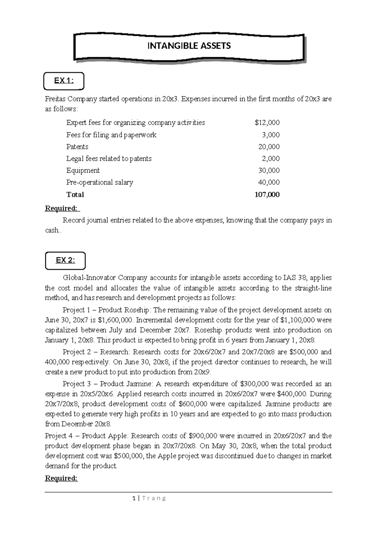 IAS 38 Intangibles: Journal Entries & R&D Costs Analysis - Studocu