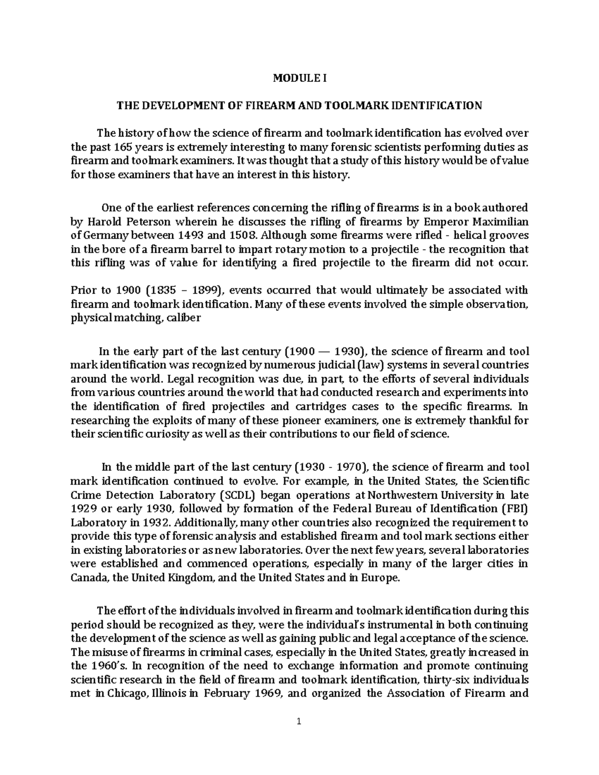 Forensic Ballistics History: Module I Overview and Key Concepts - Studocu