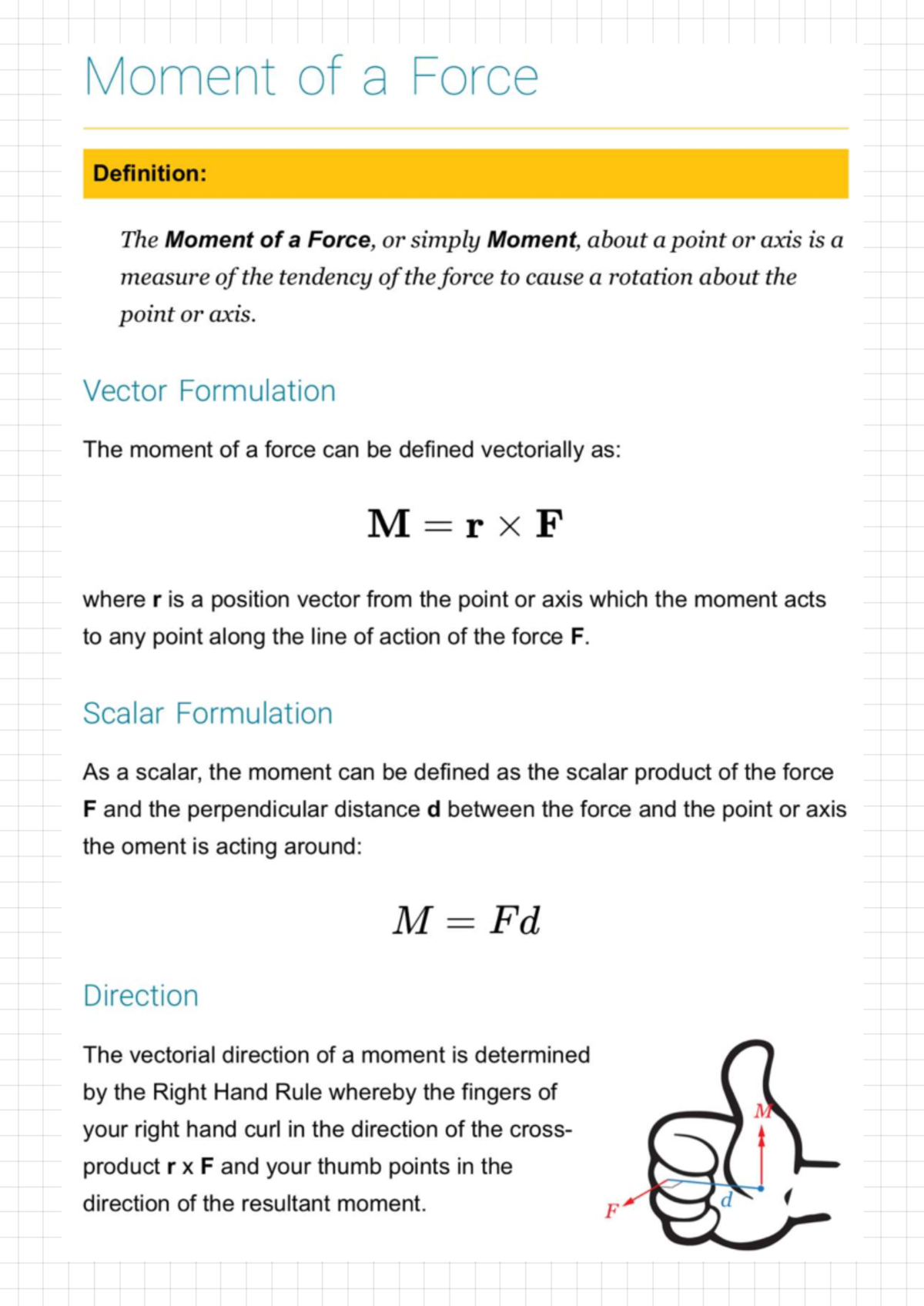 Statics - Concept of a Moment: Definition and Formulations - Studeersnel