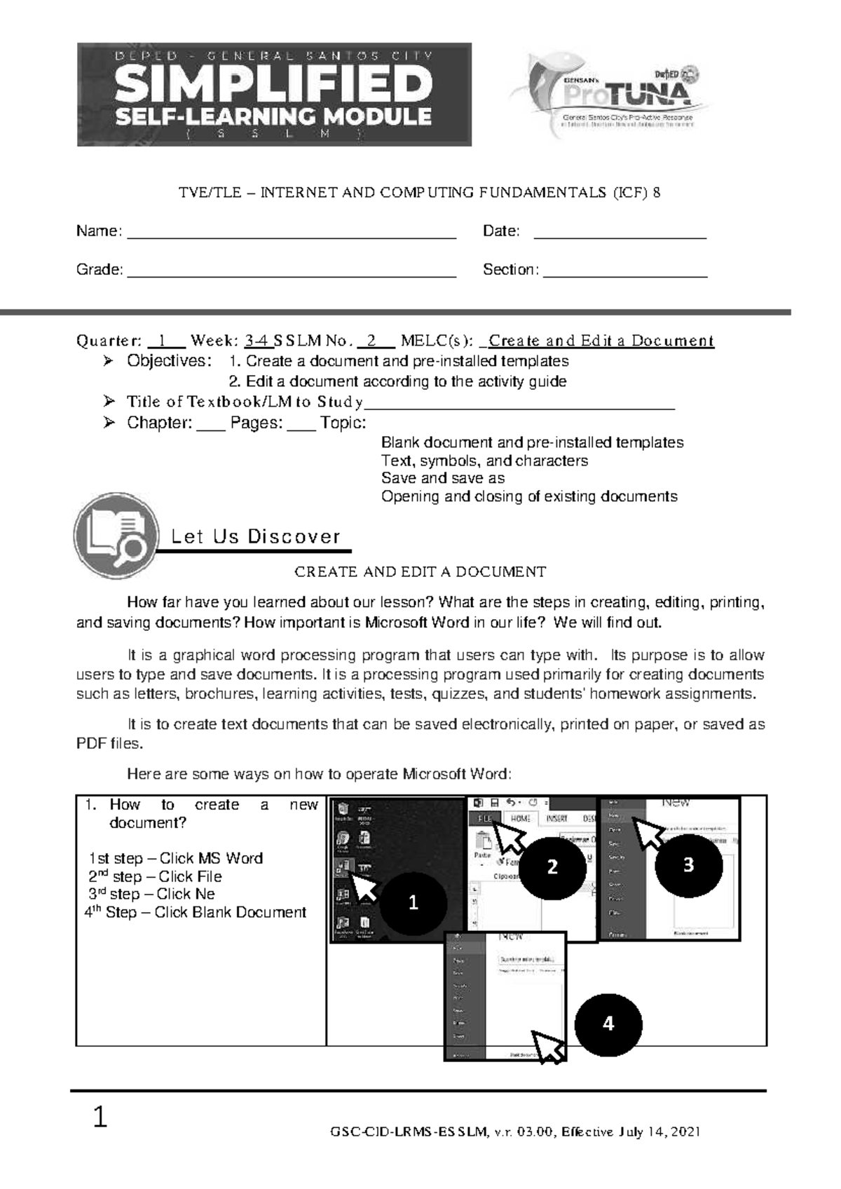 ICF 8 Q1: Creating and Editing Documents in Microsoft Word - Studocu