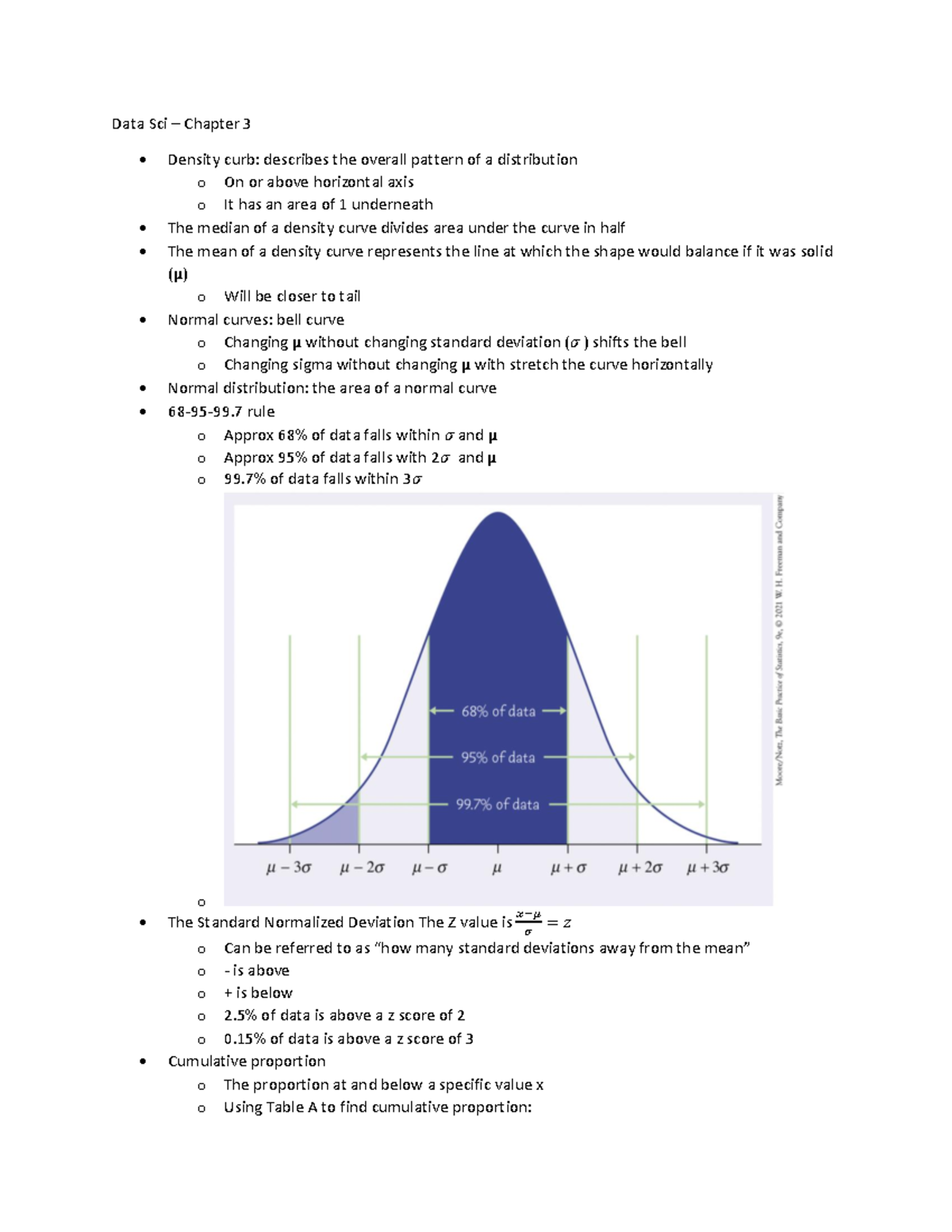 Data Sci - Chapter 3 Notes - Data Sci – Chapter 3 - Density curb ...