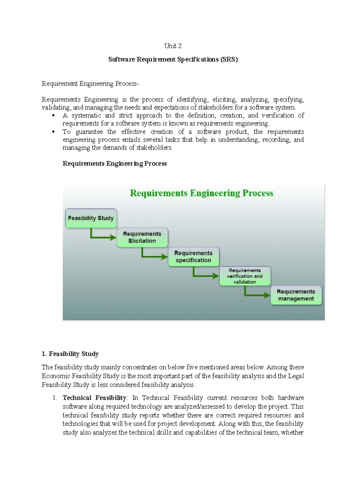 Unit 2 SE - Software Requirements Engineering Process Notes - Studocu