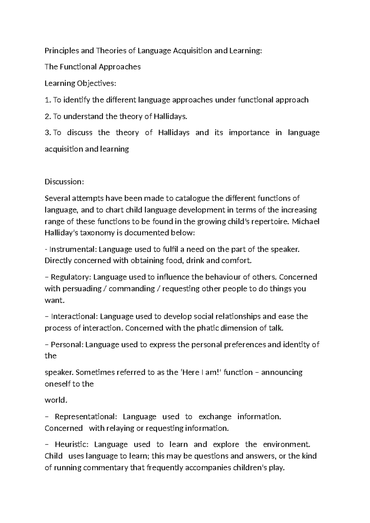 Functional Approaches to Language Acquisition: Principles & Theories ...