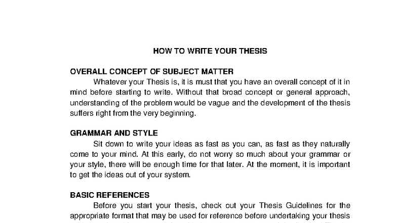 Thesis Writing Guidelines: Key Concepts and Best Practices - Studocu