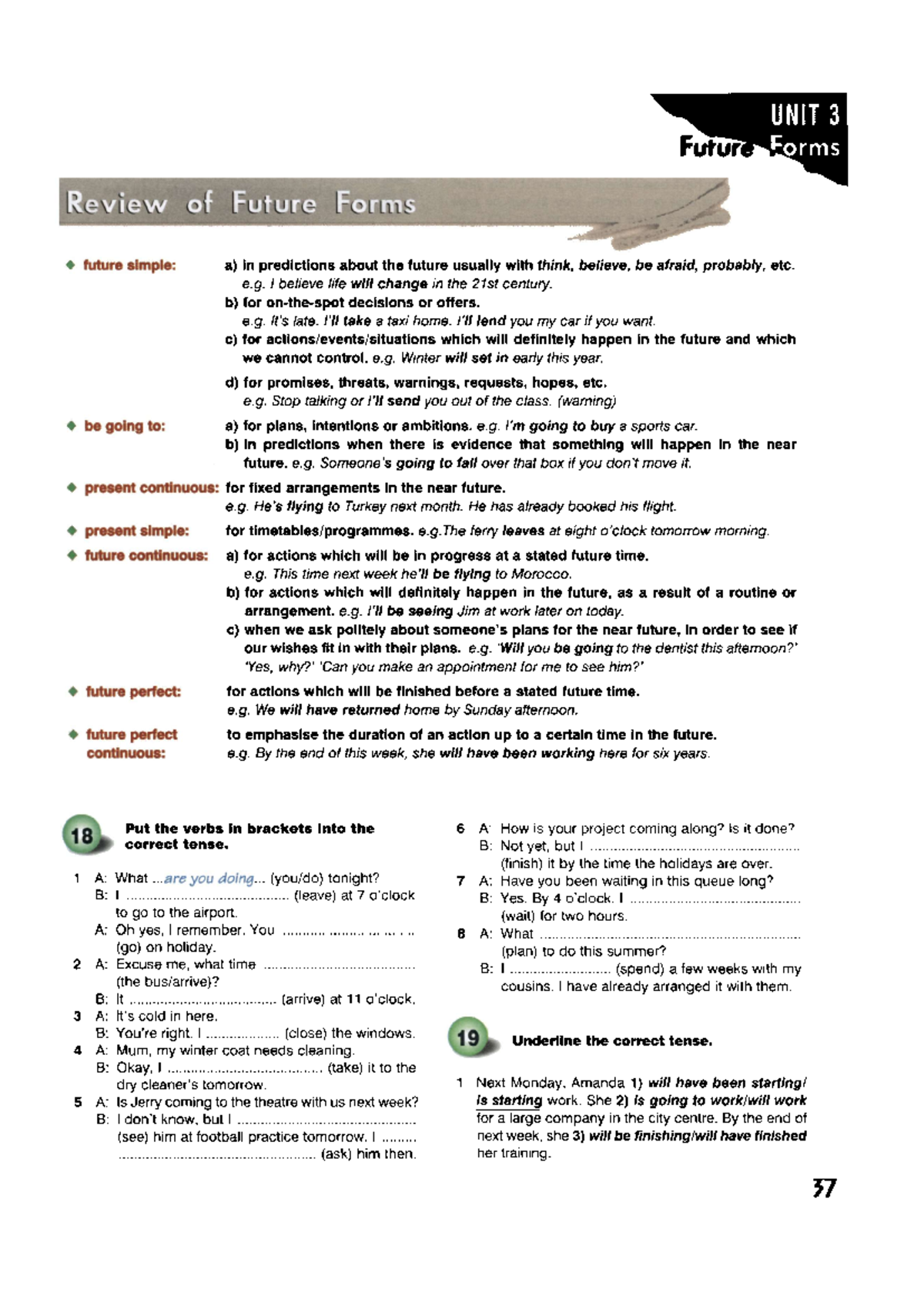 UNIT 3 Future Forms: Comprehensive Review of Future Tenses - Studocu