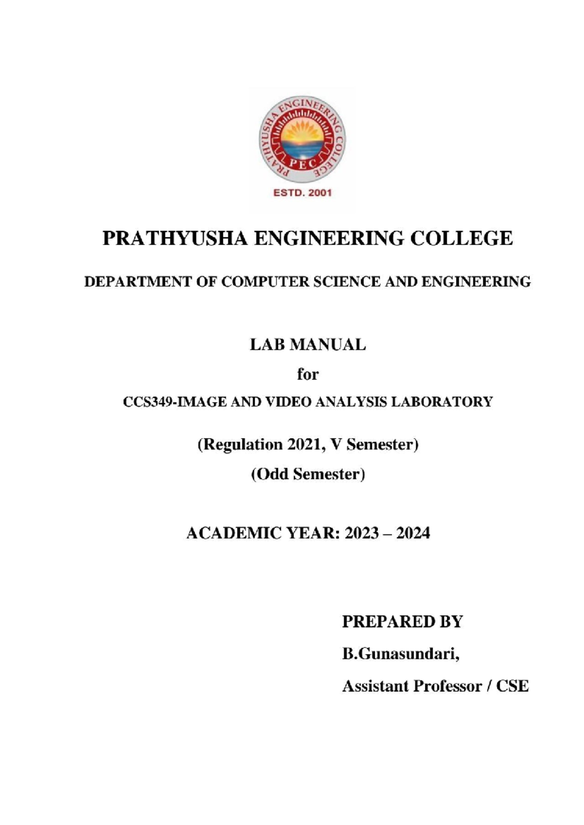CCS349 Video Analysis Lab Manual - Image Processing Techniques - Studocu