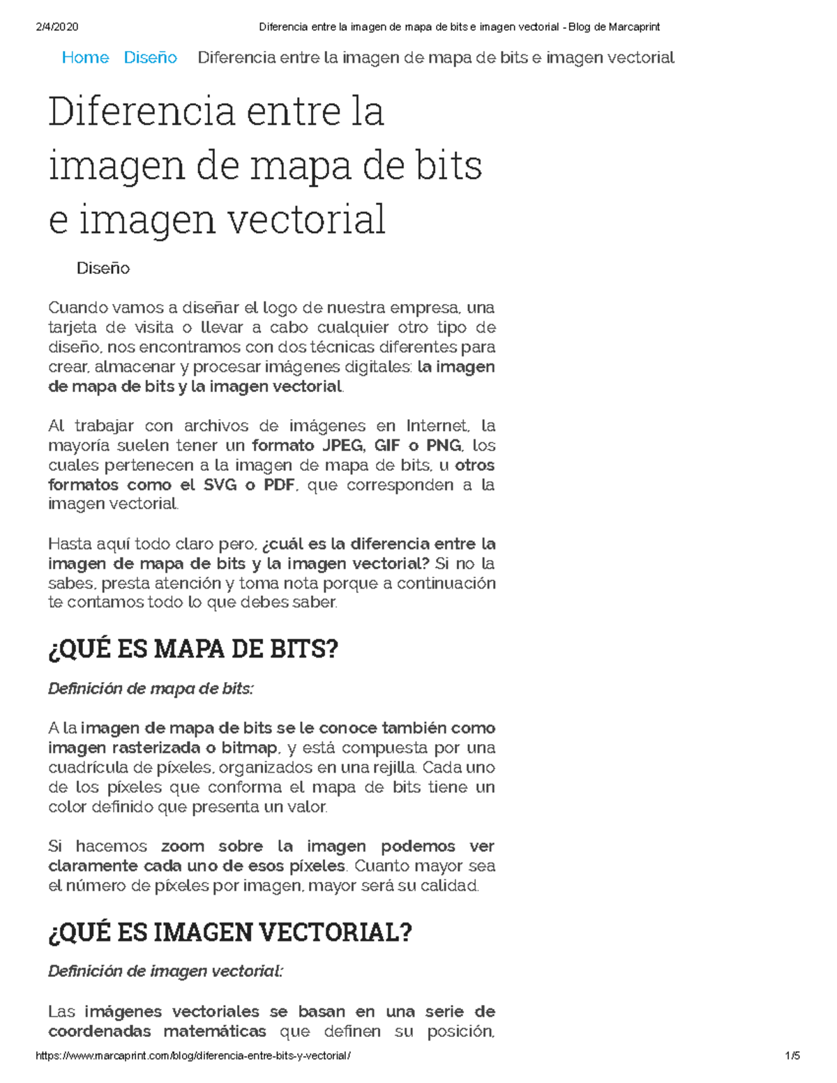 Diferencias entre Imagen de Mapa de Bits y Vectorial en Diseño - Studocu