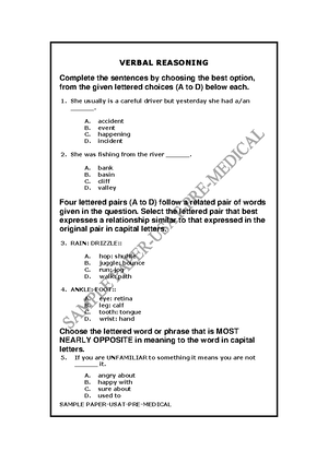 USAT past papers - usat preparation material - D. 9 6. 60 34. Sum of ...