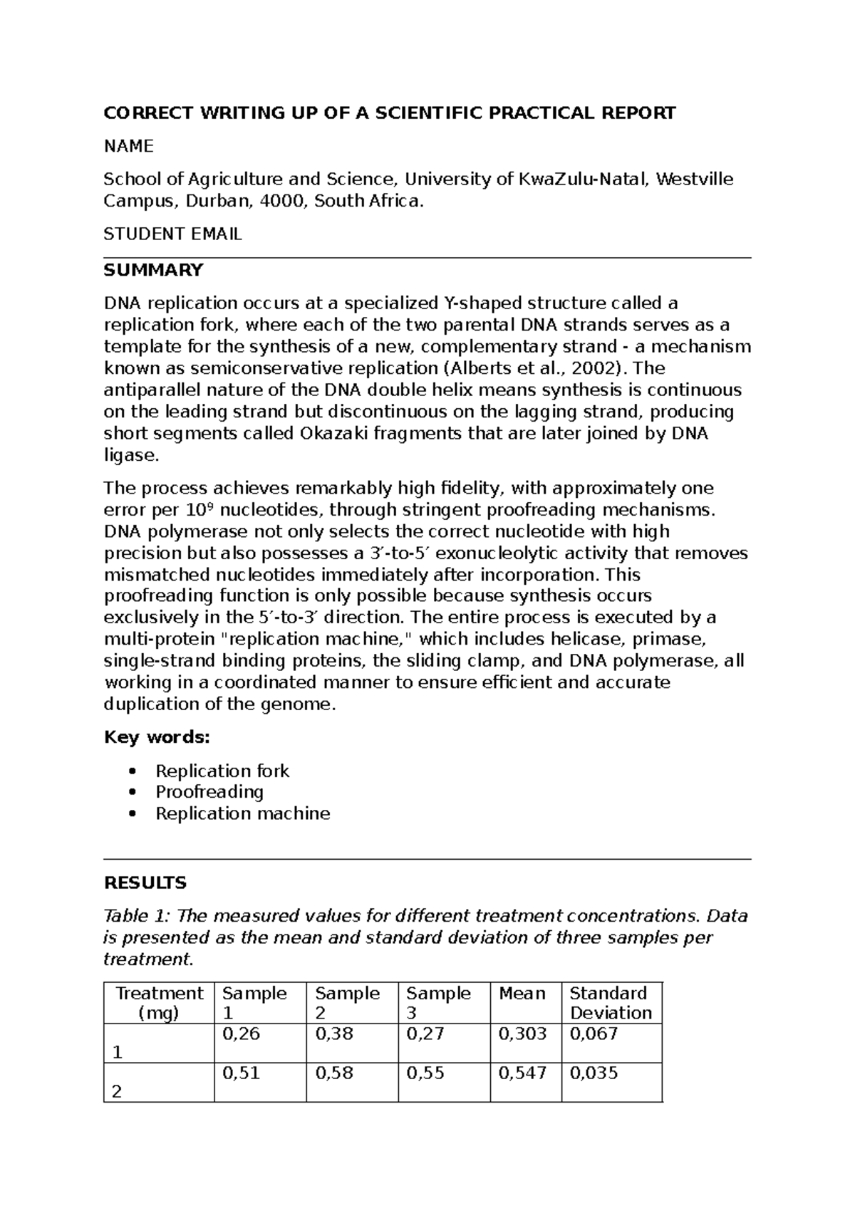 Practical Report on DNA Replication - RDNA202 - Studocu