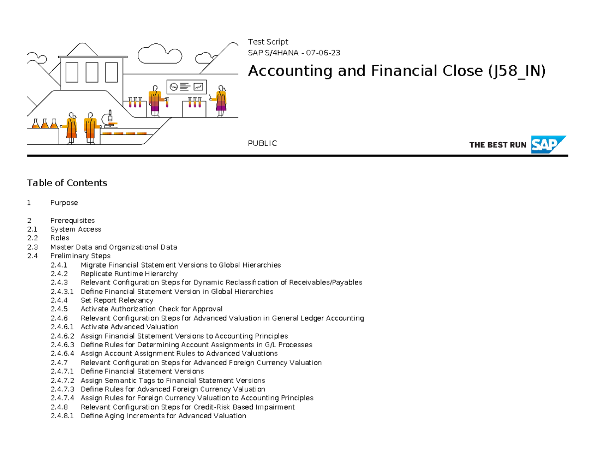 SAP S/4HANA J58 Exam Script: Accounting & Financial Close Procedures - Studocu