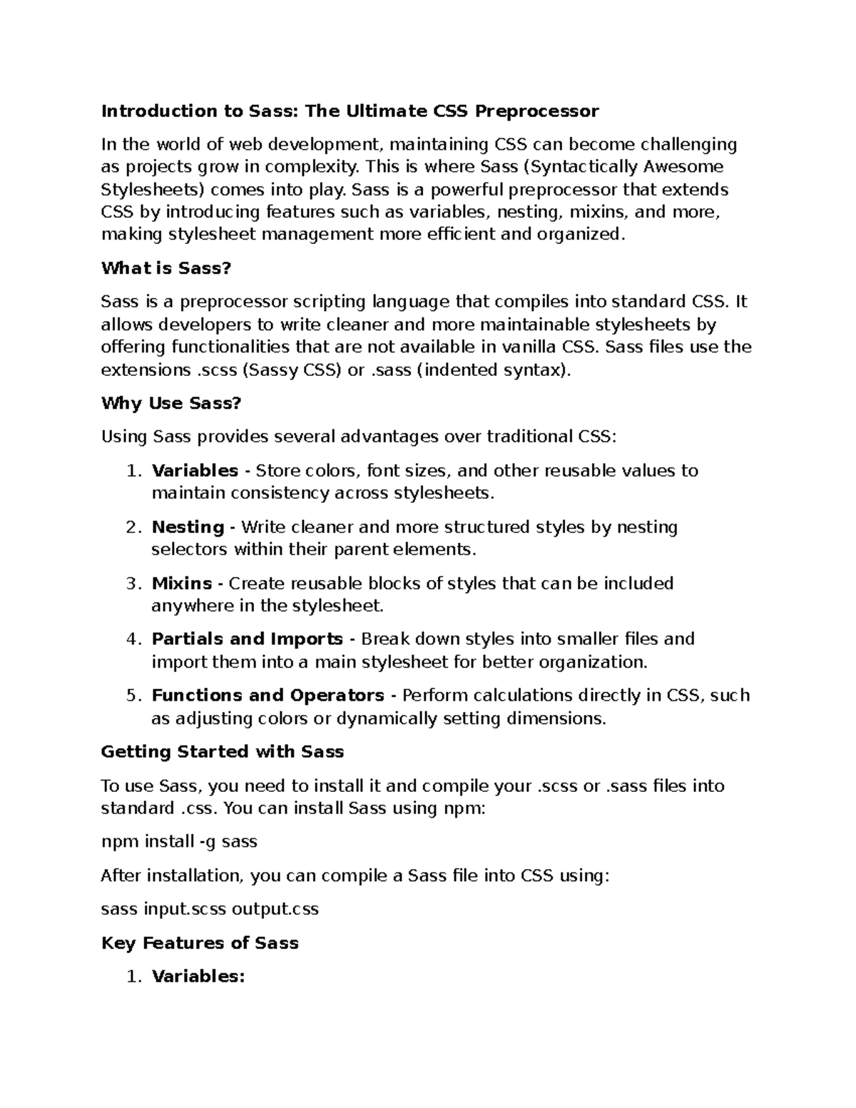 Sass and CSS: An Overview of the Ultimate Stylesheet Preprocessor - Studocu