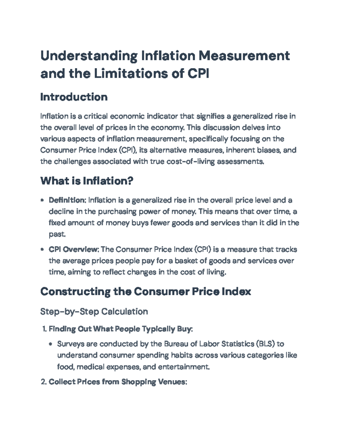 Understanding CPI and Its Limitations: A Comprehensive Overview - Studocu