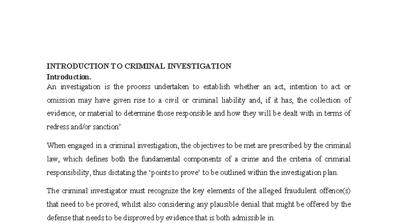CRSS 240: Intro to Criminal Investigation - Key Concepts and Notes ...