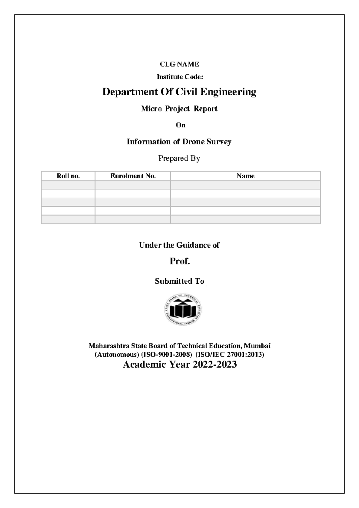 Micro Project Report on Drone Surveying (Advanced Surveying 313321 ...