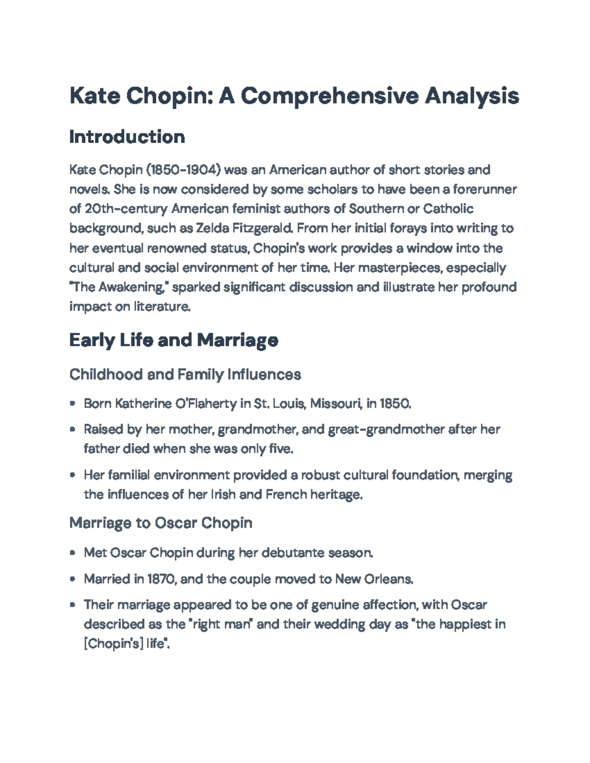 Kate Chopin: Literary Analysis of Themes in Her Works and Legacy - Kate ...
