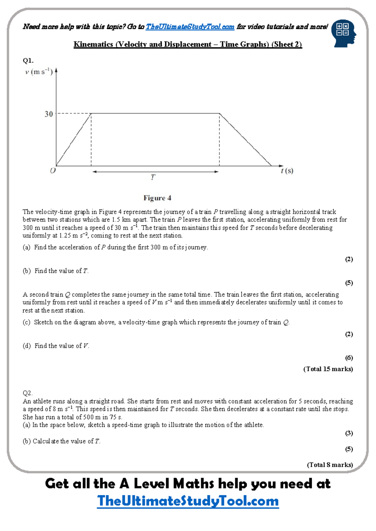 Y1 Mechanics: Kinematics & Velocity/Displacement Graphs Notes - Studocu