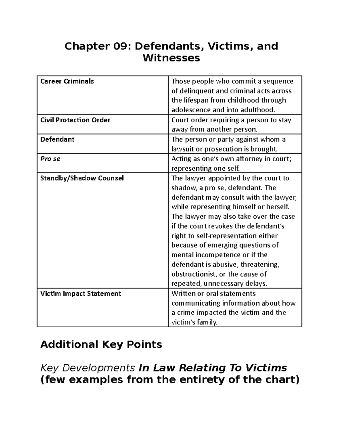 ACS Ch 9 - Notes - Chapter 09: Defendants, Victims, and Witnesses ...